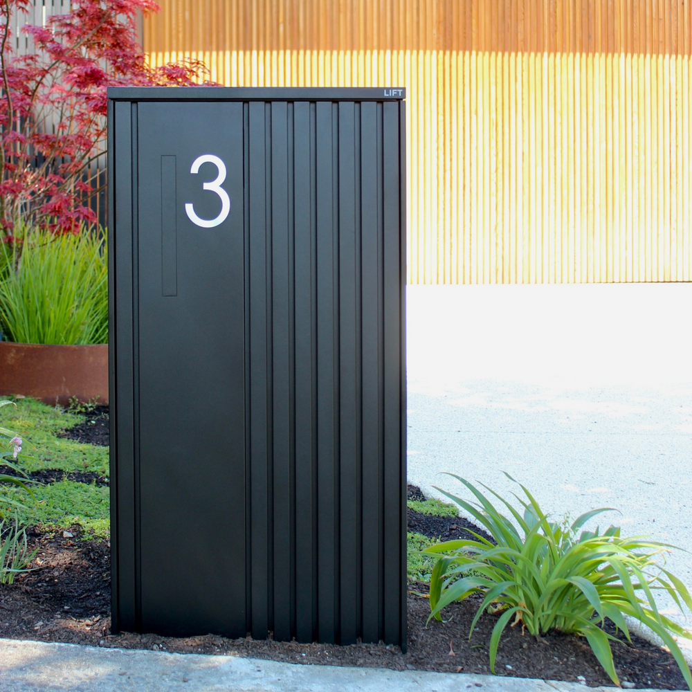 Noosa Extra Wide Parcel Pillar Letterbox - Black