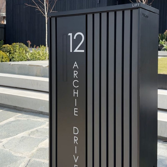Noosa Extra Wide Parcel Pillar Letterbox - Black