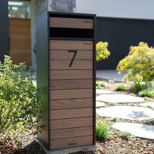 Hamilton Parcel Pillar Letterbox - Charcoal