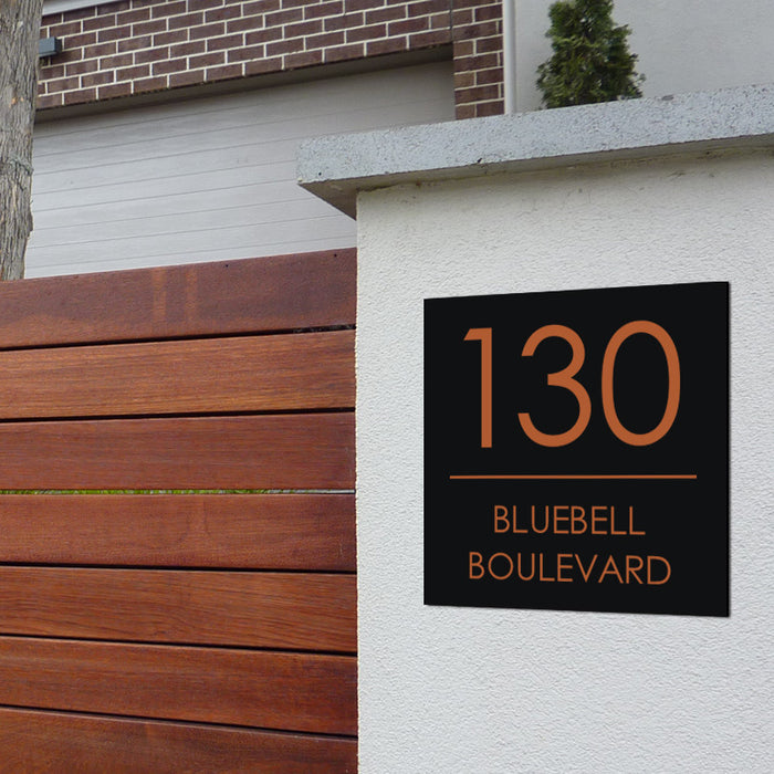 Custom Black House Number Sign - Square